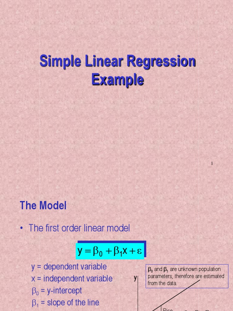 Estimating The Parameters Of A Simple Linear Regression Model And Assessing Model Fit Pdf