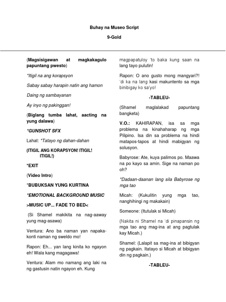 Buhay Na Museo Script | PDF