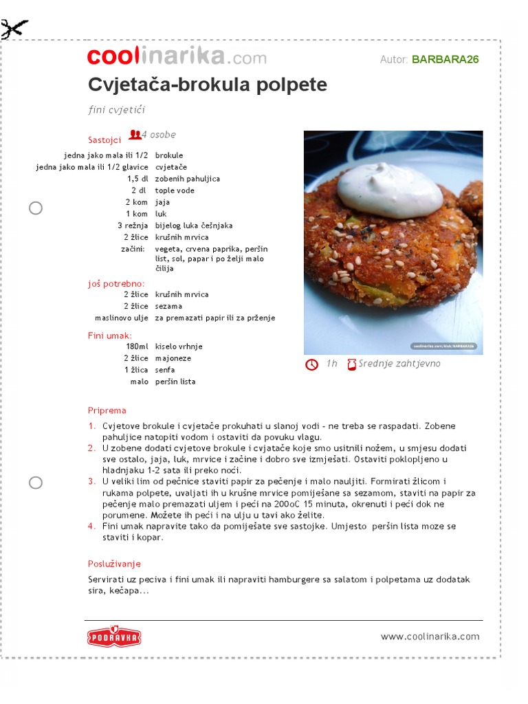 Cvjetaca Brokula Polpete | PDF