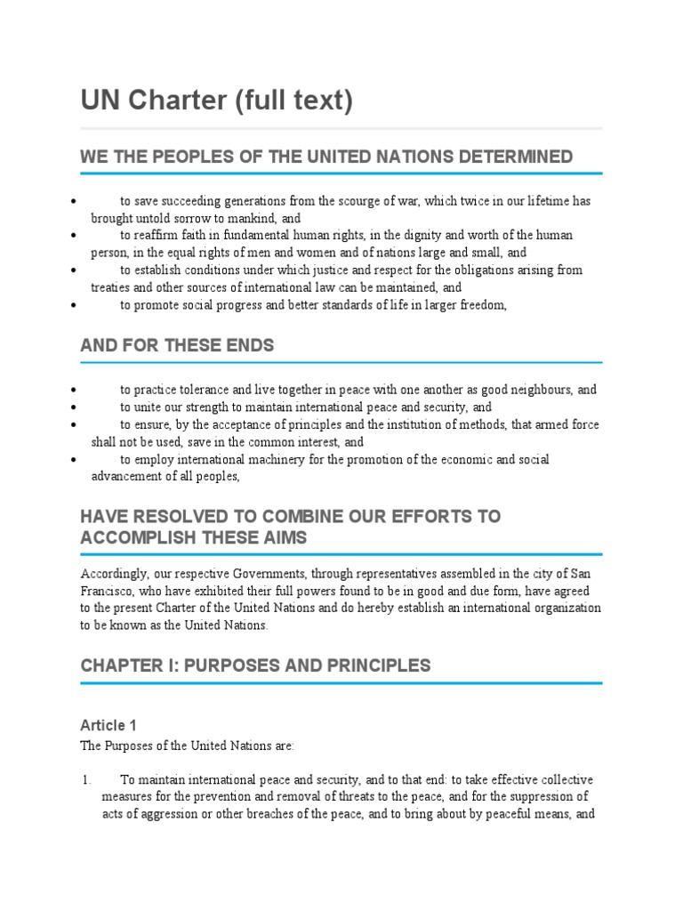 UN Charter | PDF | United Nations General Assembly | United Nations