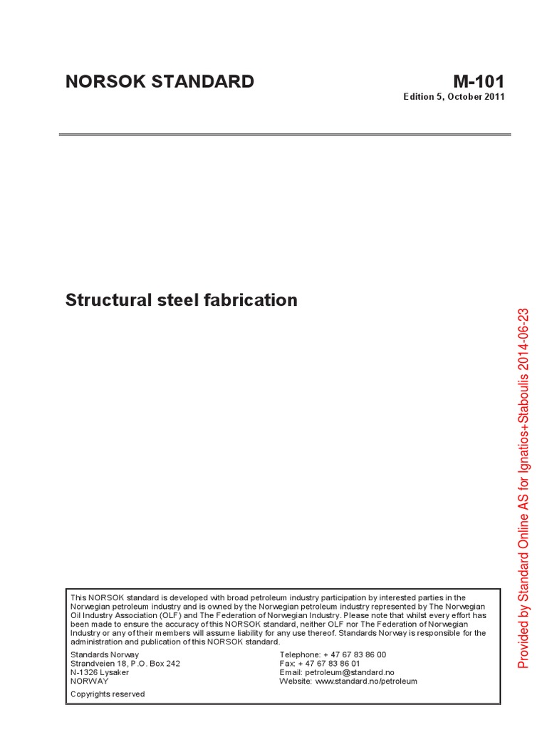 Norsok M-101 PDF | PDF | Nondestructive Testing | Welding