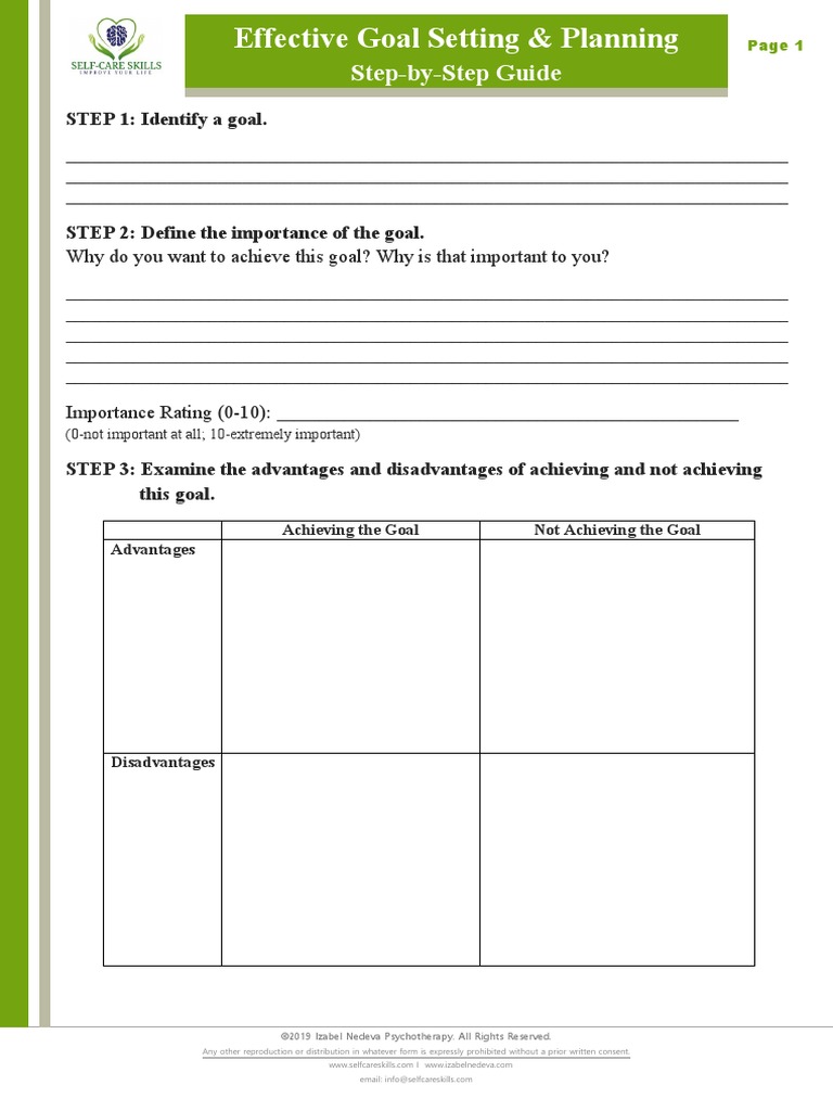 Effective Goal Setting Planning Worksheet | PDF | Goal Setting | Goal