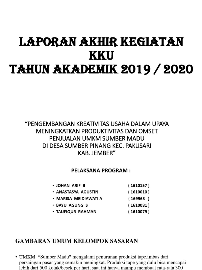 Laporan Akhir Kegiatan Kku | PDF | Bisnis