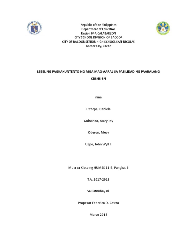 Filipino Tesis 2018 | PDF