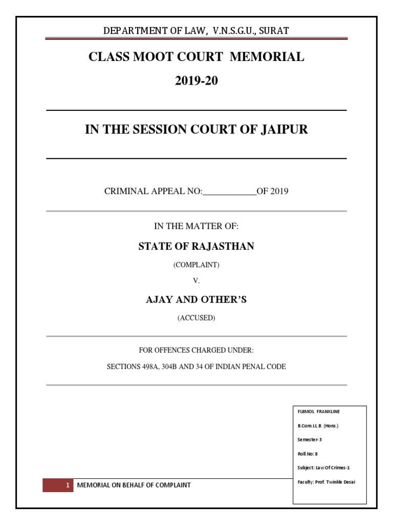 Moot Court Memorial | PDF | Social Institutions | Social Science