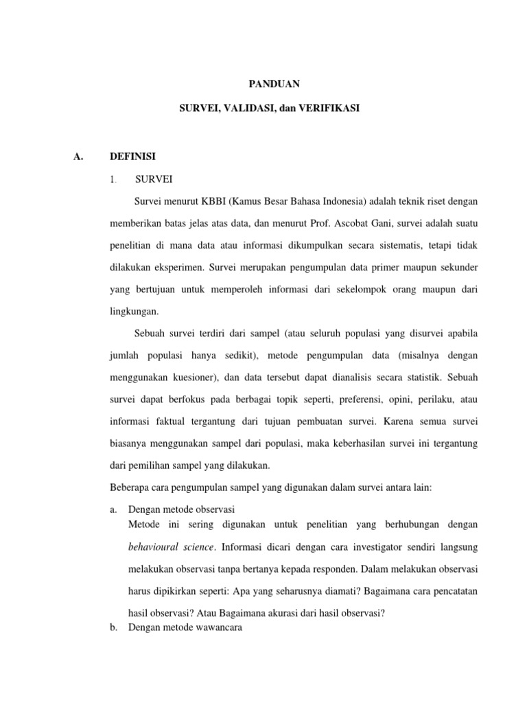 Panduan Survei dan Validasi Data Rumah Sakit | PDF | Sains & Matematika