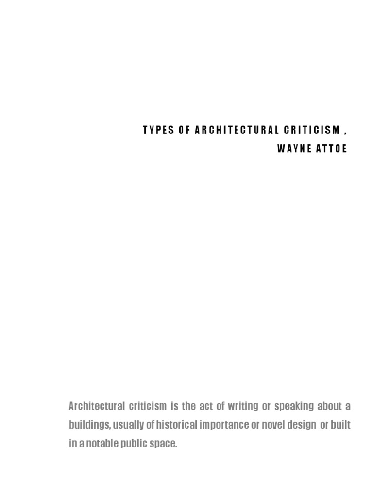 Types of Architectural Criticism, Wayne Attoe | Download Free PDF ...