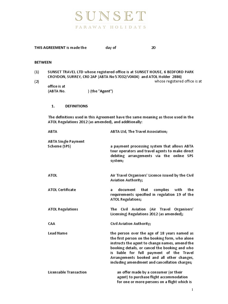 Travel Agency Agreement Overview | PDF | Indemnity | Government