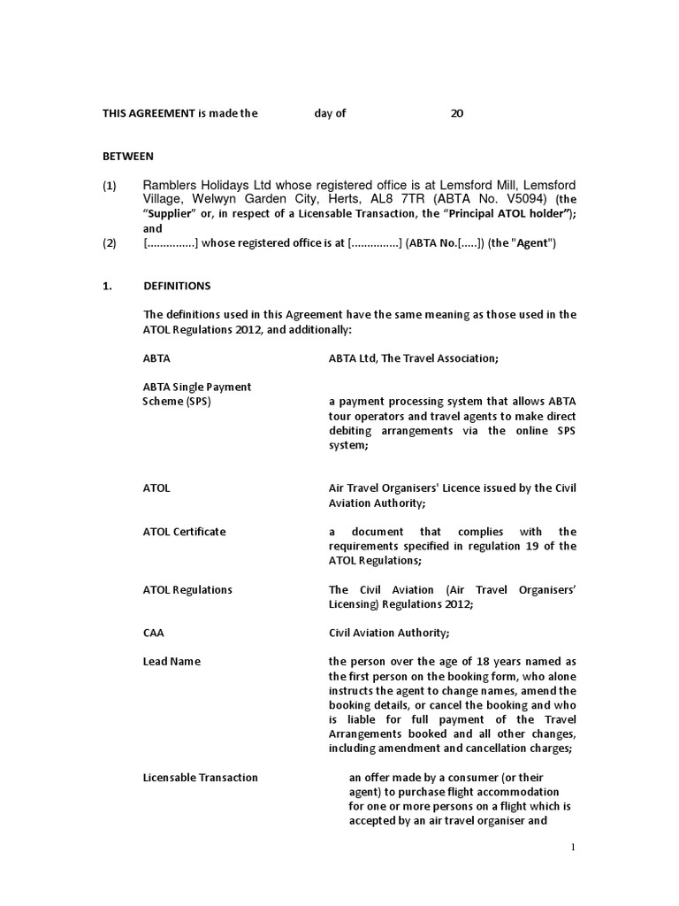 Simple Travel Agency Agreement Template | PDF | Law Of Agency | Receipt