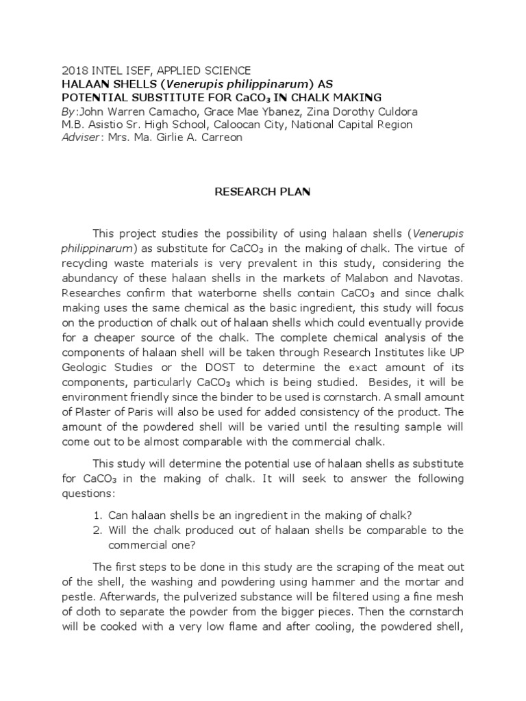 Halaan Shells as Chalk Substitute | PDF | Physical Sciences | Materials