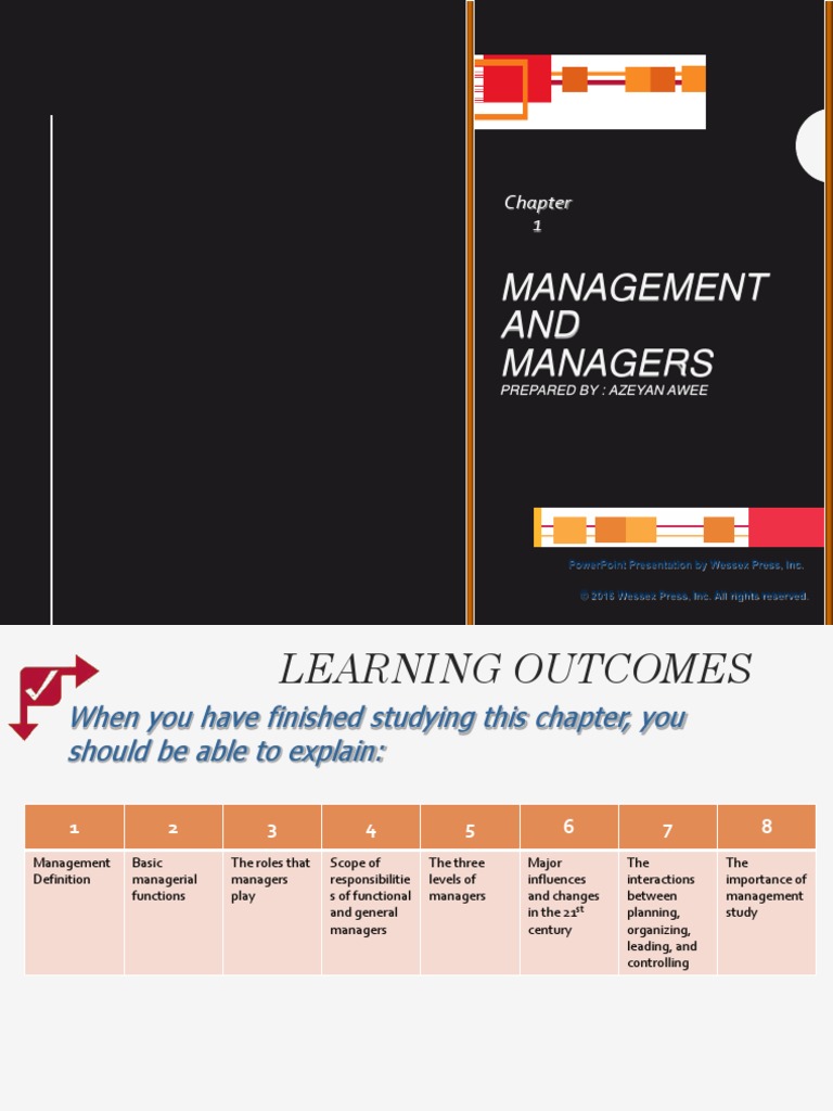 Topic 1 Management and Managers | PDF | Goal | Leadership