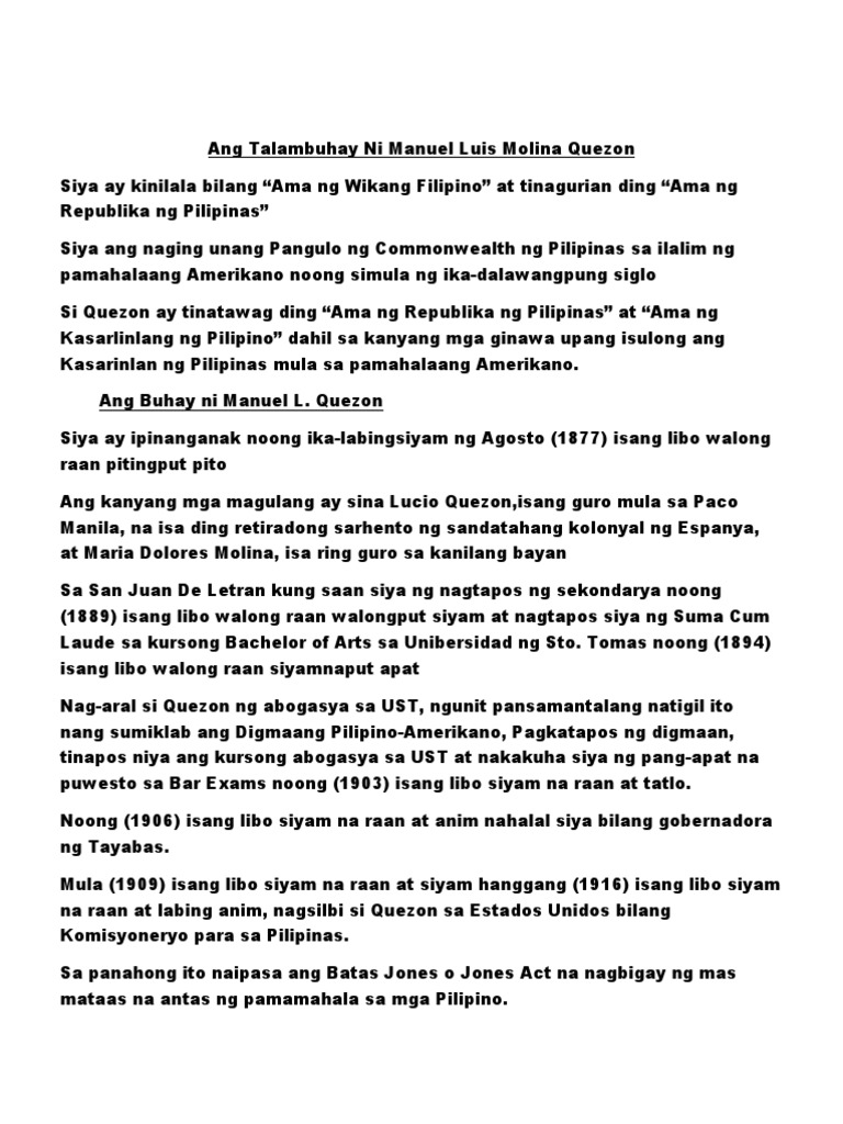 Talambuhay Example English Manuel L Quezon 20190216 Manuel L. Quezon