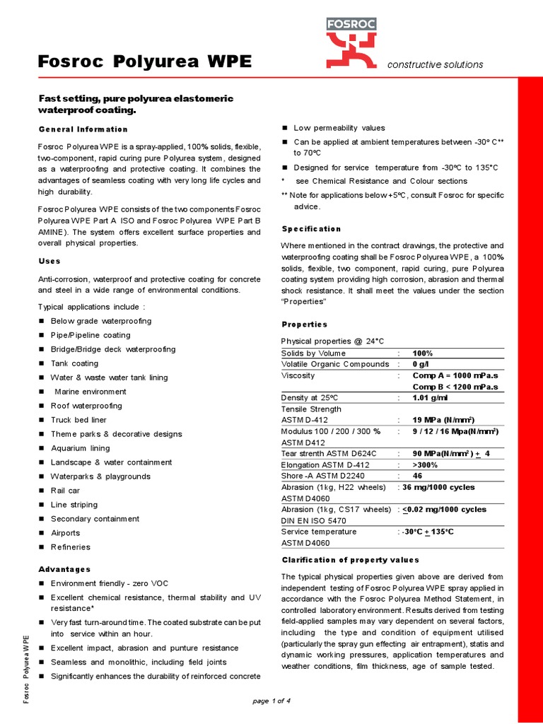Fosroc Polyurea WPE | Download Free PDF | Solid | Concrete
