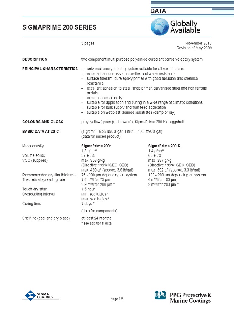 7416 SigmaPrime 200 | PDF | Paint | Epoxy