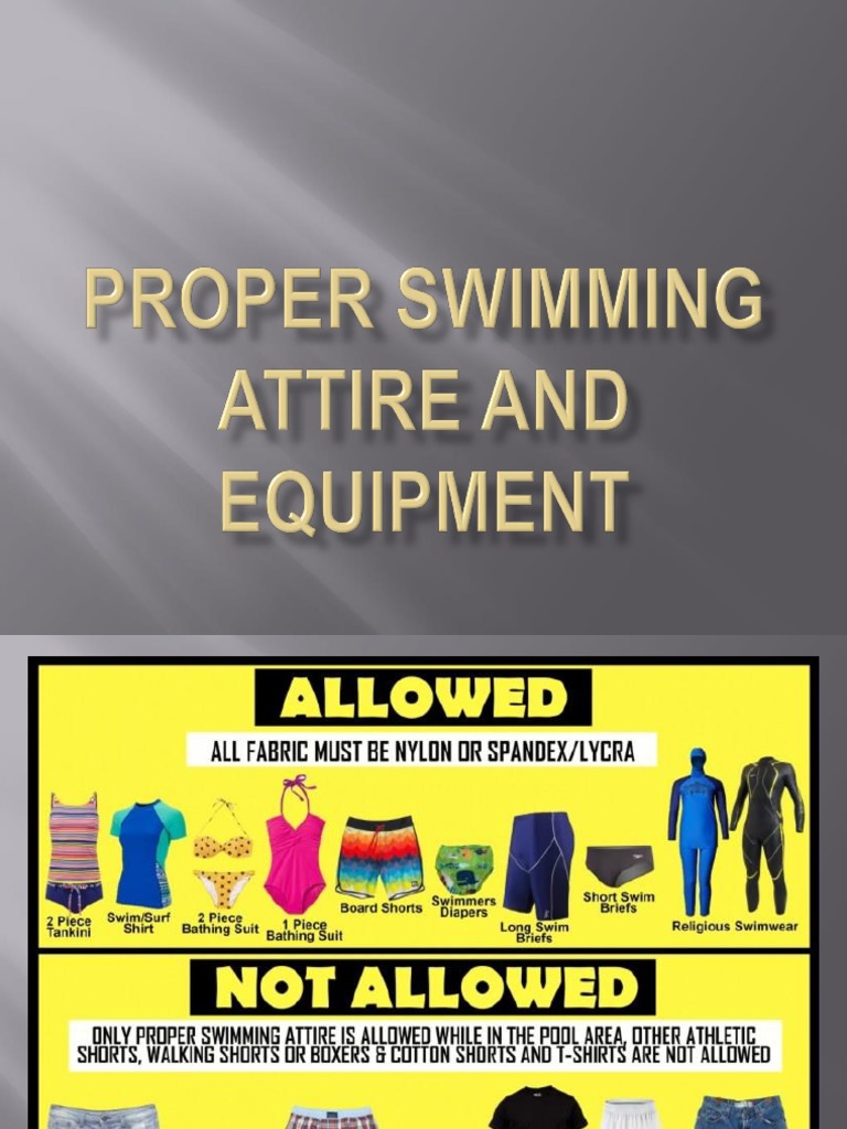 Proper Swimming Attire and Equipment | PDF | Swimming | Swimming (Sport)