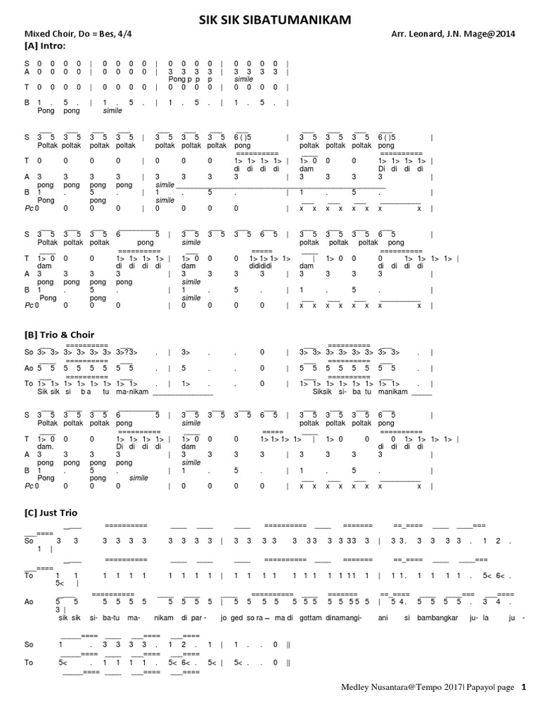 Sik Sik Sibatumanikam Tempo (1,2,3) | PDF
