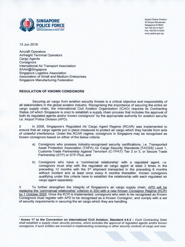 Regulation of Known Consignors | PDF