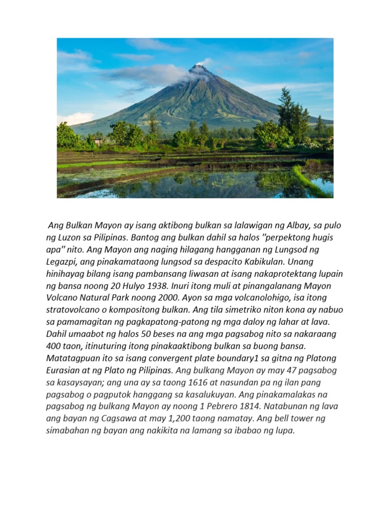 Ang Bulkan Mayon Ay Isang Aktibong Bulkan Sa Lalawigan NG Albay | PDF
