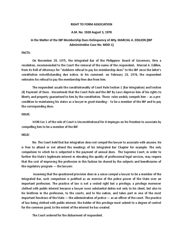 Right To Association - AM No 1928 | PDF | Practice Of Law | Lawyer
