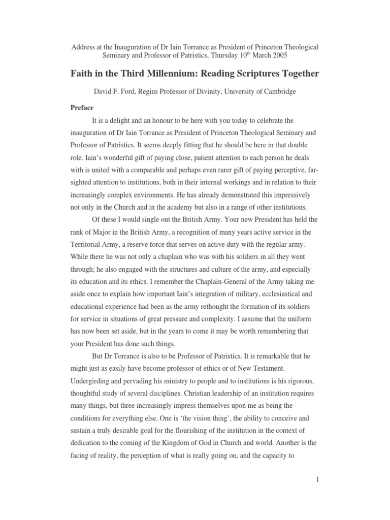 Faith in The Third Millennium: Reading Scriptures Together: Preface ...
