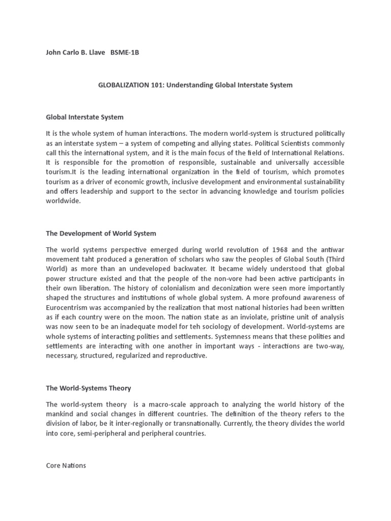 Global Interstate System | PDF | Political Science | Public Sphere