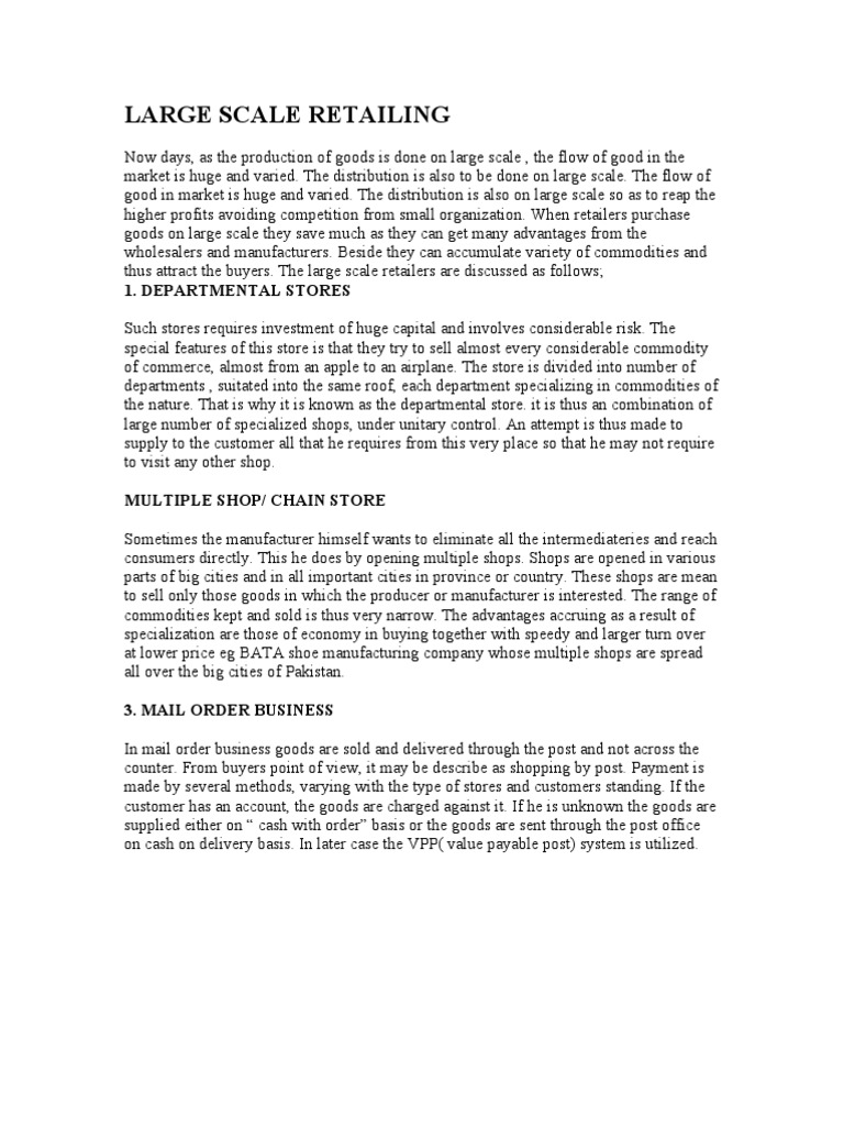 Large Scale Retailing | PDF | Retail | Goods