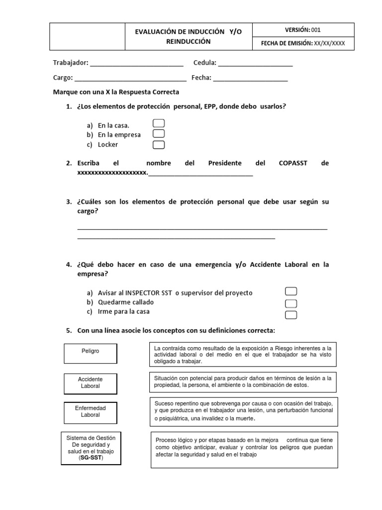 Formato de Evaluacion de Induccion | PDF | Labor | Bienestar