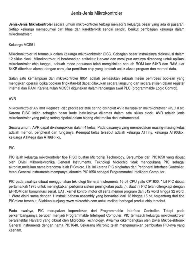 Jenis Mikrokontroler | PDF | Komputer