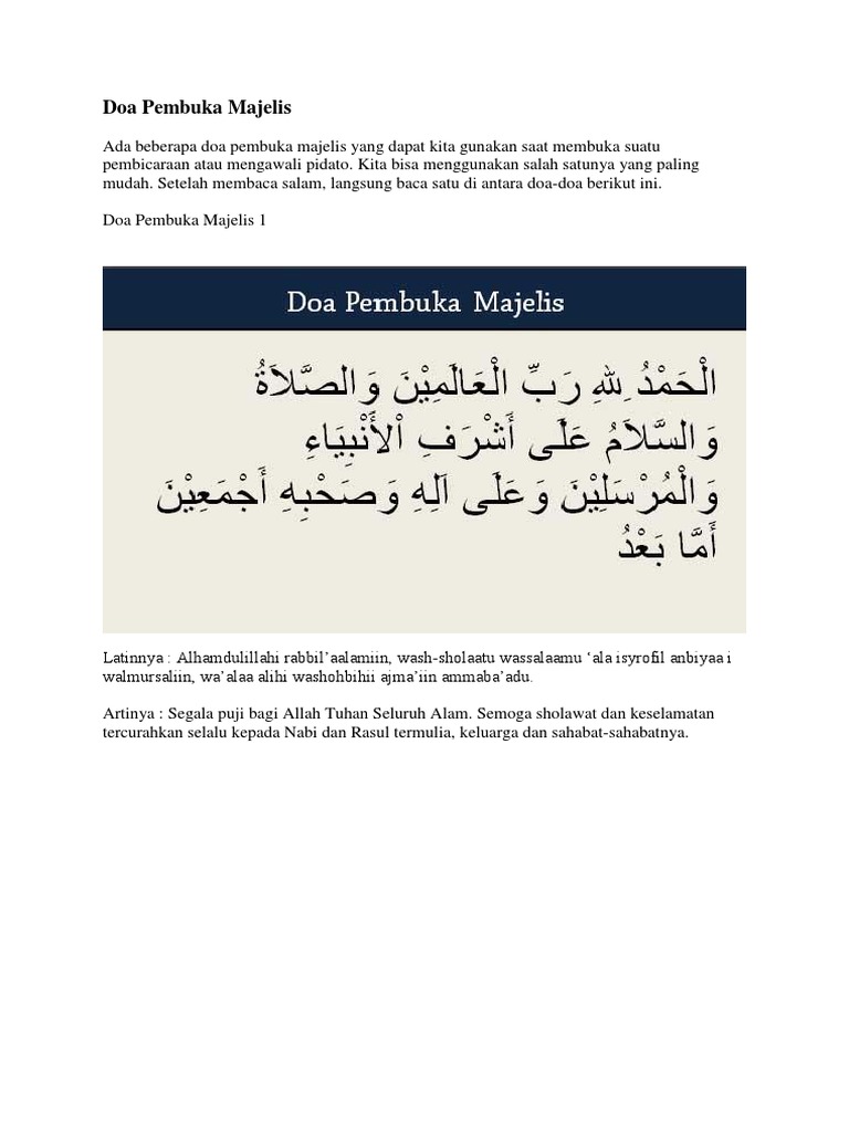 Doa Pembuka & Penutup Majelis | PDF
