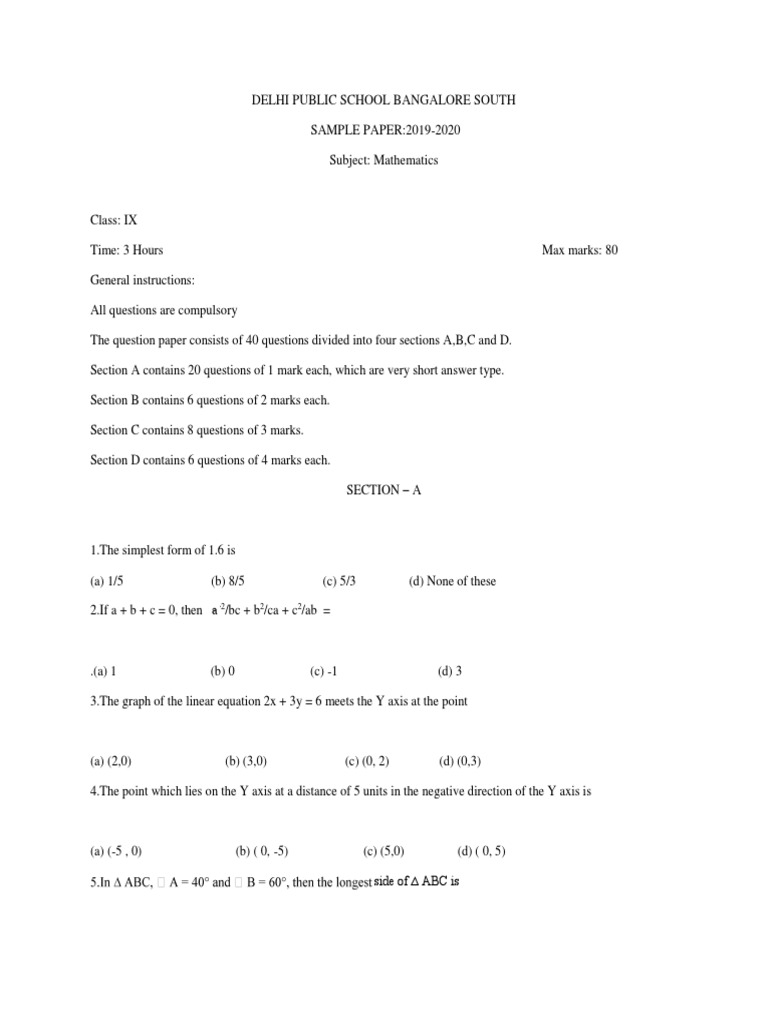 MATHEMATICS-Sample Paper | PDF | Circle | Area