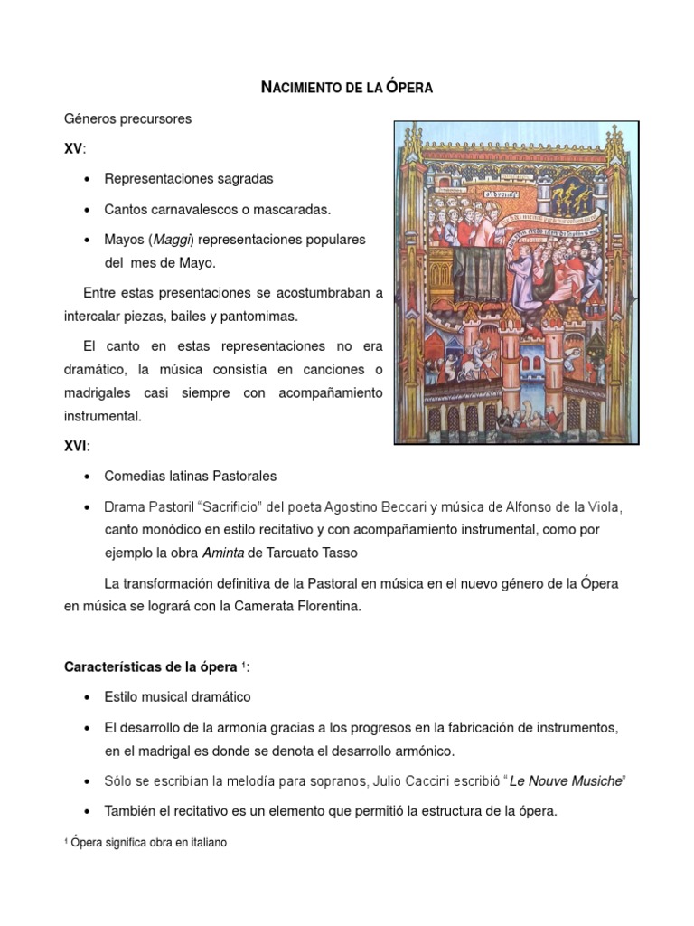 Inicios de La Opera Camerata Florentina | PDF | Ópera | Las artes escénicas