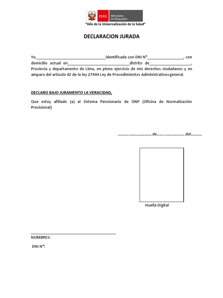 Declaración Jurada de ONP | PDF