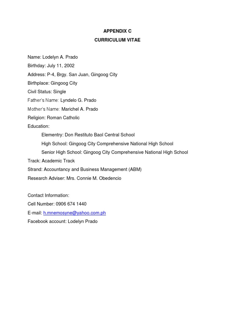 Appendix C Curriculum Vitae | PDF