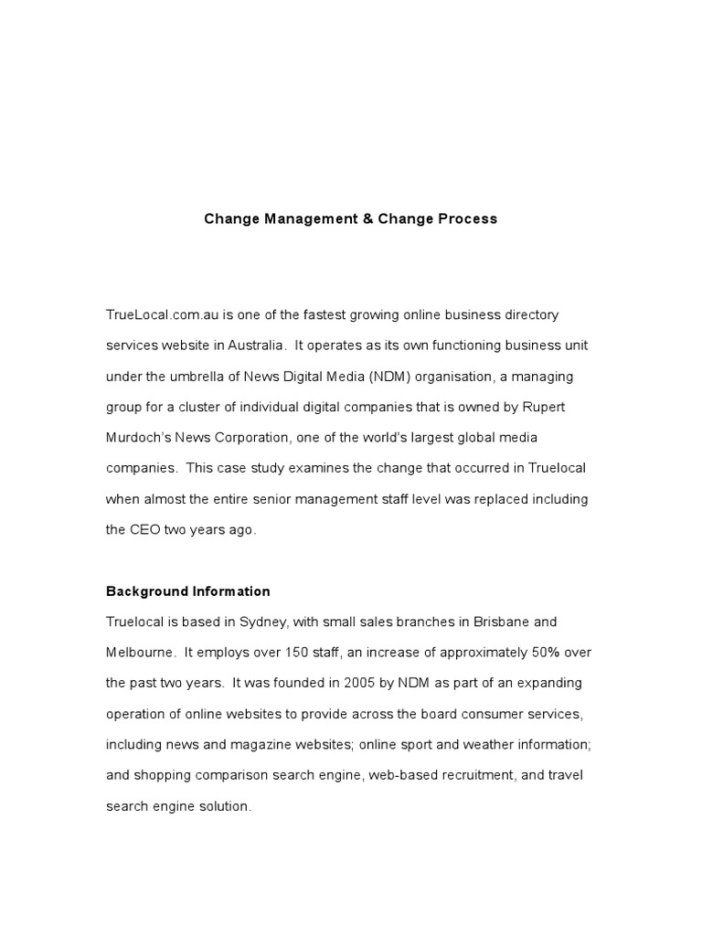 Case Change Management and Change Process | PDF | Recruitment | News