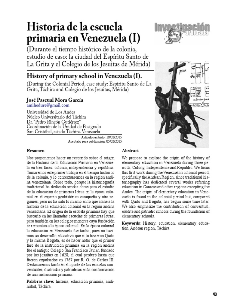 Historia De La Educacion Primaria Pdf Pdf Sociedad De Jesus Venezuela