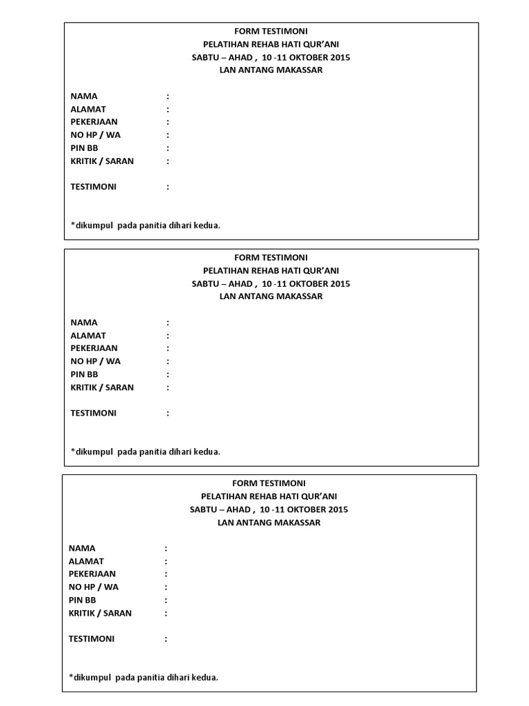 Form Testimoni | PDF