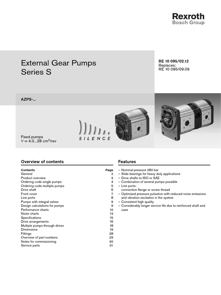 Bosch Rexroth External Gear Pumps Series S AZPS PDF | PDF | Pump | Gear