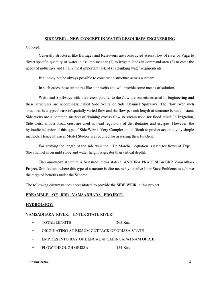 1.BW Final Side Weir | PDF | Environment | Geomorphology