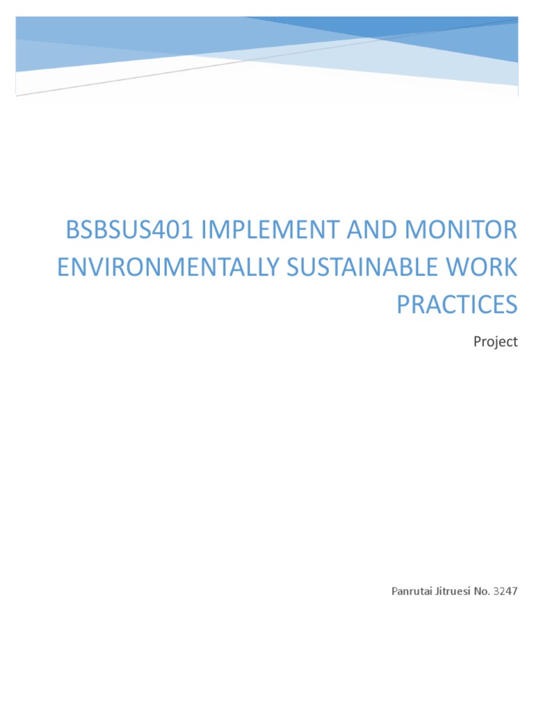 Bsbsus401 Implement and Monitor Environmentally Sustainable Work Practices | PDF | Kilowatt Hour ...