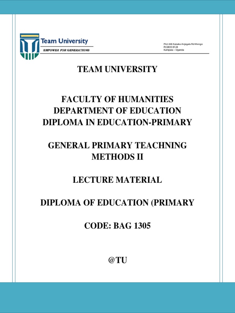 General Primary Teaching Methods II Diploma | PDF | Lecture | Teaching ...