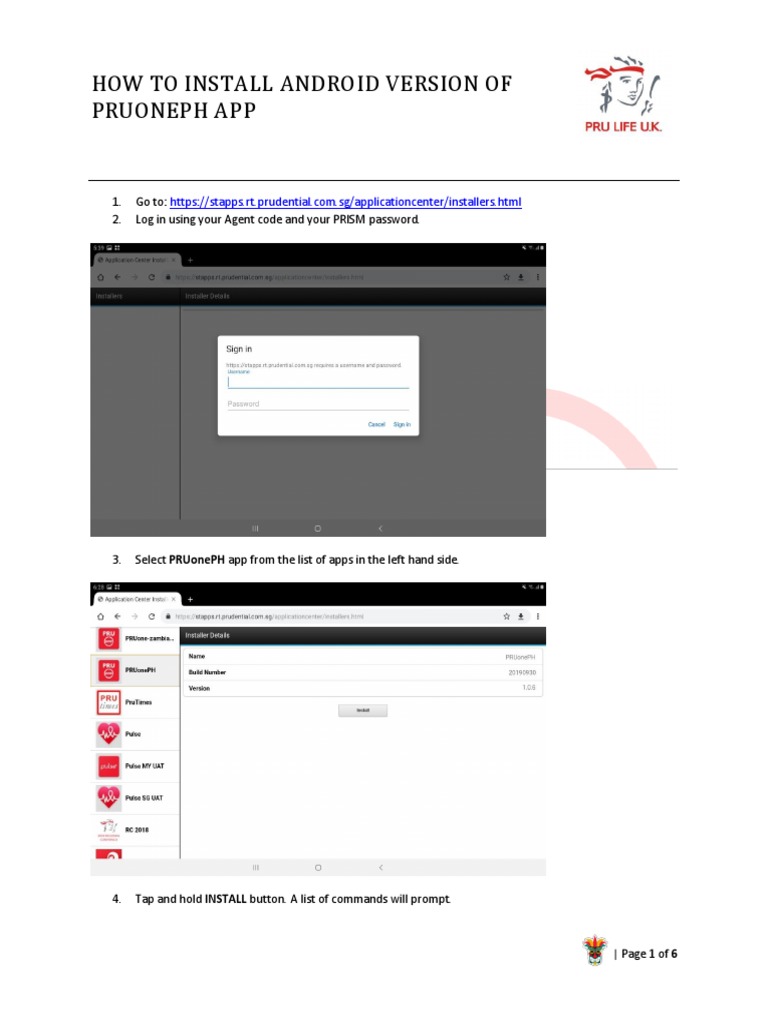 Install PRUonePH App on Android | PDF | Business