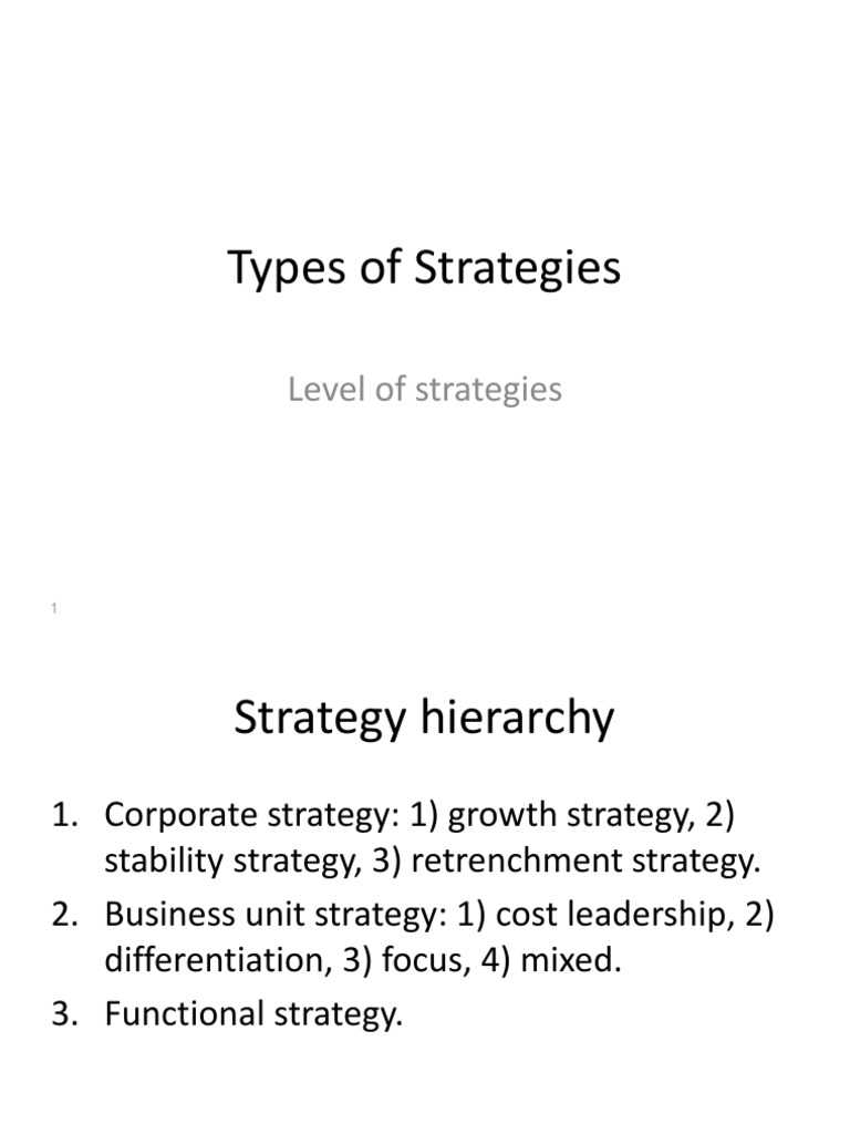 Types of Strategies | PDF | Strategic Management | Competition