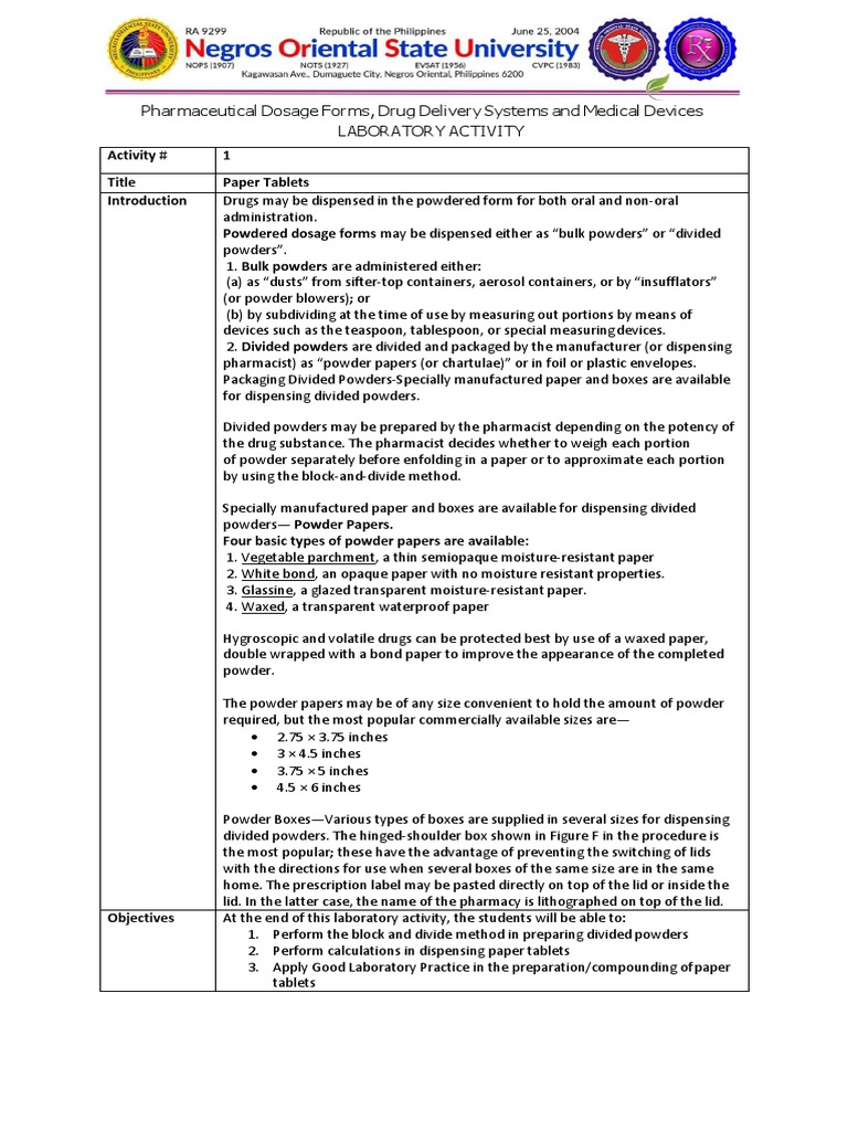 Paper Tablets EXP | PDF | Tablet (Pharmacy) | Dose (Biochemistry)