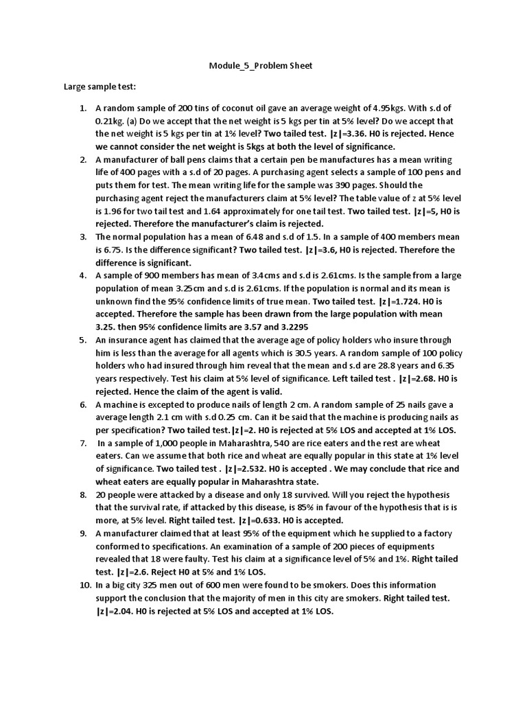 Module 5 ProblemSheet | PDF | Statistical Significance | Statistics