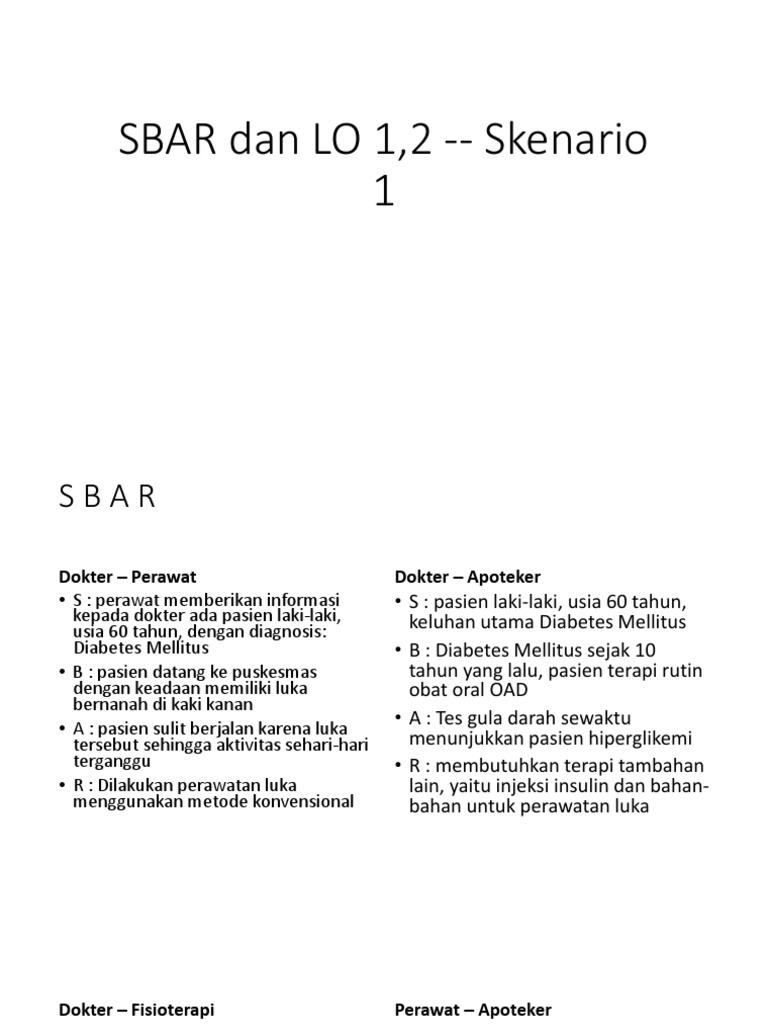 SBAR Dan LO 1,2 - Skenario 1 TUTOR 5 BLOK IPE | PDF