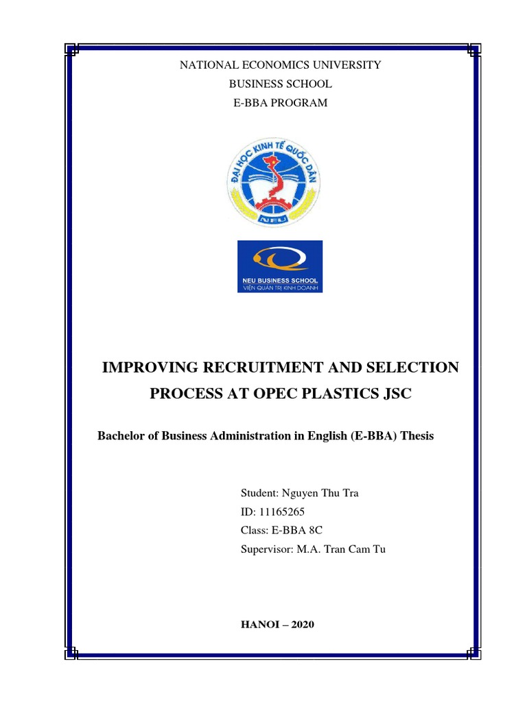 Improving Recruitment and Selection Process at Opec Plastics JSC | PDF ...