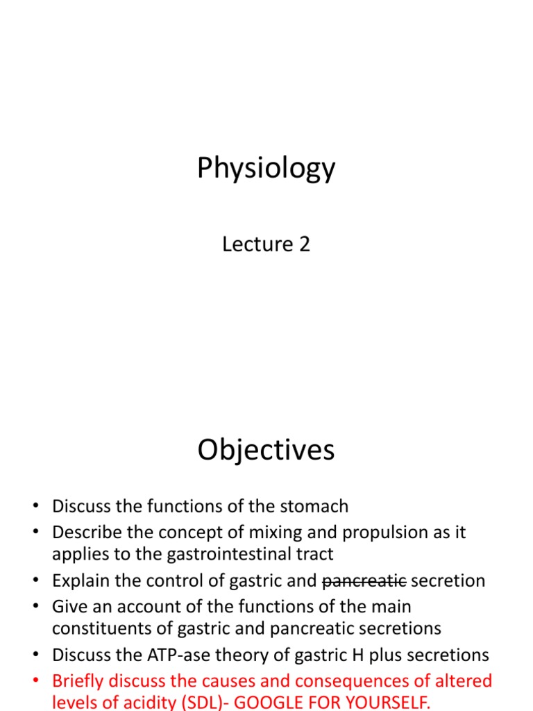 Physiology Lecture 2 | PDF | Stomach | Digestion