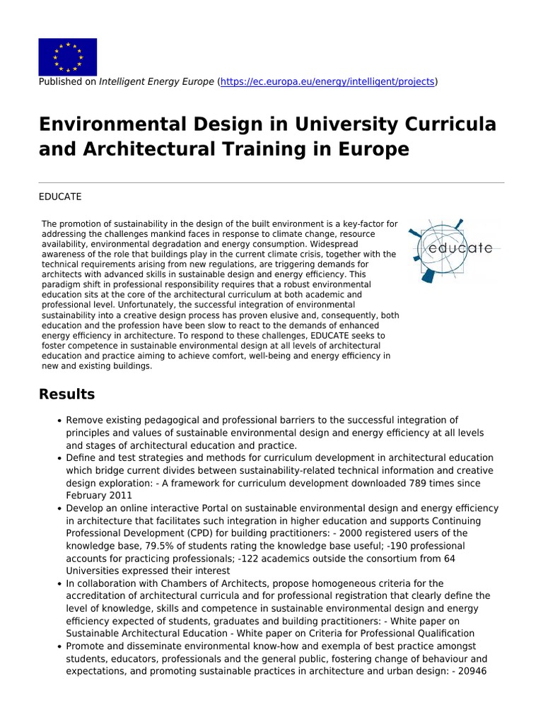 Intelligent Energy Europe - Environmental Design in University ...