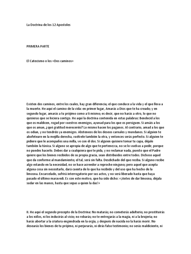 La Doctrina de Los 12 Apostoles - Didaje o Didache | PDF | orador del ...