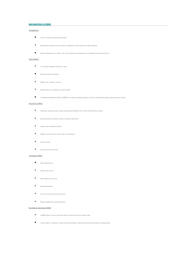 Introduction To DBMS | PDF | Database Schema | Databases